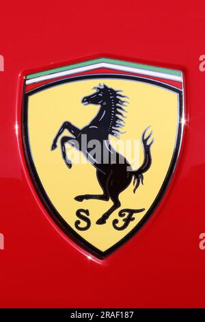 Colour Logo Emblem of Alfa Romeo with Sword and Snake on Red Car Sports ...