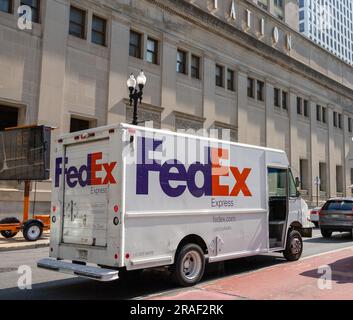 FedEx delivery van parked outside the Michigan Theater in Ann Arbor ...