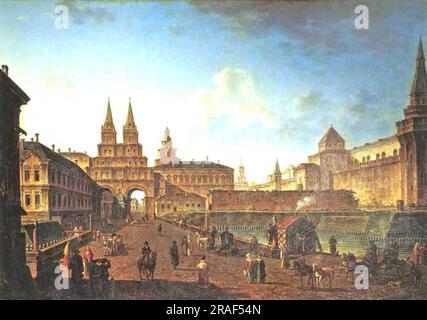 Fyodor Alekseyev - View Voskresensky Nikolsky Gates Neglinny Bridge ...