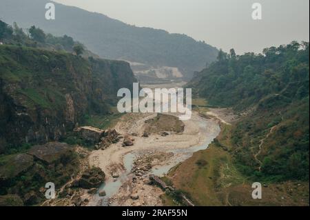 The famous Bhalam suspension bridge near Pokhara offers a breathtaking ...