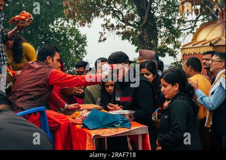 Pokhara, Nepal - Apr 15, 2023: Nepali people gather at Bindhyabasini ...