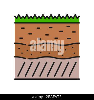 Soil ground section agriculture color line icon. Farm field soil ...