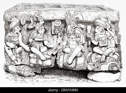 West Court. Altar Q, Copan archaeological site. Honduras. Central ...