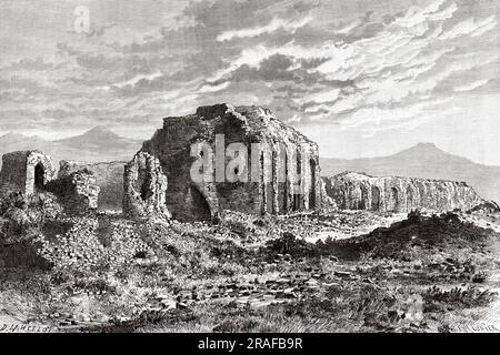 Ruins of Ardeshirs I palace, Iranian city of Firuzabad. Fars Province ...