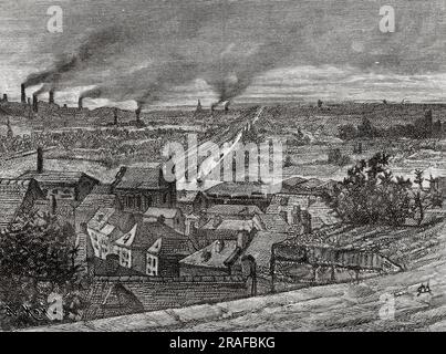 General view of the industrial city of Borinage, Hainaut province ...