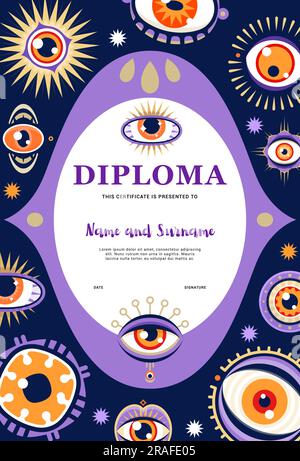 Clairvoyant or oracle diploma with magical witchcraft eyes. Education ...