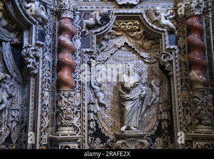 Marble sculpted statue representing the major prophet Jeremiah at the ...