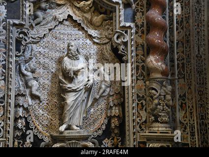 Marble sculpted statue representing the major prophet Jeremiah at the ...