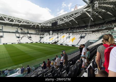 Internal view of the Juventus stadium, called Allianz Stadium, built in ...