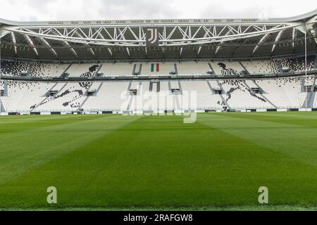 Internal view of the Juventus stadium, called Allianz Stadium, built in ...