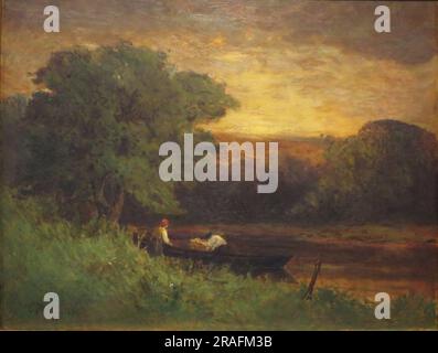 'River Scene' by Edward Mitchell Bannister, painted in 1883, depicts a ...