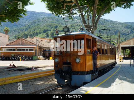 Vintage Electric Train at Soller Mallorca Spain Stock Photo - Alamy