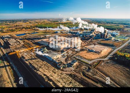 Aerial image of pulp mill, Athabasca, Alberta, Canada Stock Photo - Alamy
