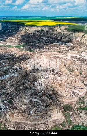 Aerial image of the Badlands, Alberta, Canada Stock Photo - Alamy