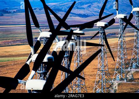 Aerial image of Pincher Creek windmill, wind farm, Alberta, Canada ...