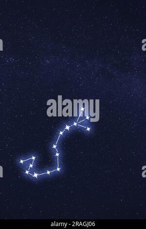 Scorpius (Scorpion) constellation. Stick figure pattern on black ...