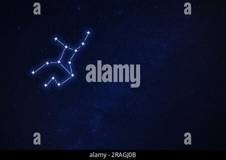 Virgo constellation. Stick figure pattern in starry night sky Stock ...