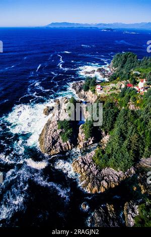 Aerial image of Cape Beale Lighthouse, Vancouver Island, BC, Canada ...