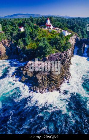 Aerial image of Cape Beale Lighthouse, Vancouver Island, BC, Canada ...