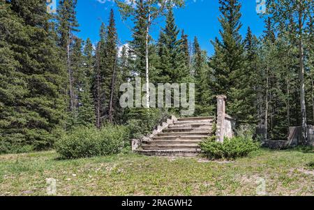 Exterior staircase from the abandoned Holy Trinity Church in the ghost ...