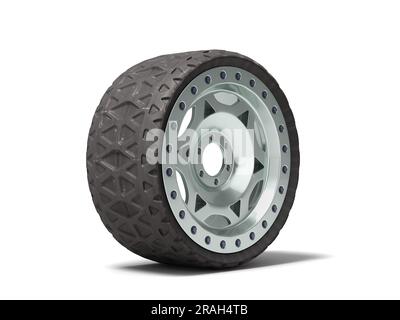 tubeless tire on a steel car rim front view 3d render on white with ...