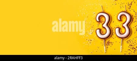 33 years celebration. Greeting banner Stock Photo - Alamy