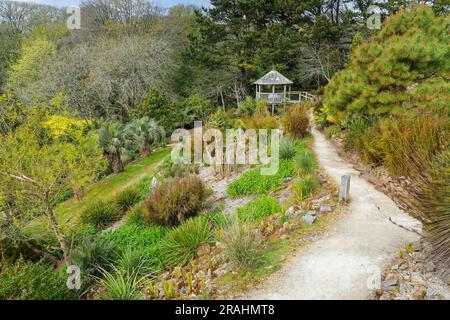 The observation tower at Tremenheere Sculpture Gardens near Penzance ...