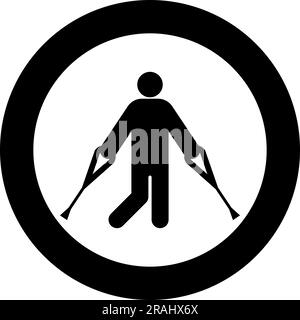 Man with crutchs crutches broken leg in cast gypsum bone injury ...