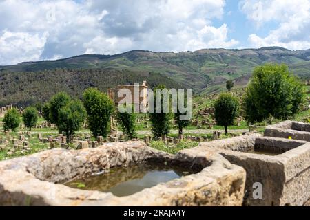Roman water basins in the ancient town of Cuicul in Djemila, Setif ...