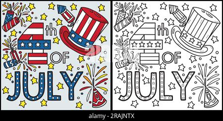 4th of July Uncle Sam Coloring Page for Kids Stock Vector Image & Art ...