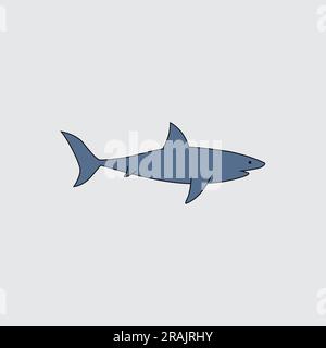 Great white shark, side view. hand-drawn. - Vector Stock Vector Image ...