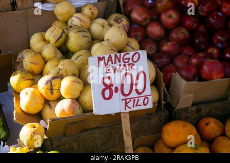 Variety of Peruvian mango from the Peruvian jungle area in a market in ...