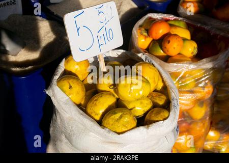 Variety of Peruvian mango from the Peruvian jungle area in a market in ...