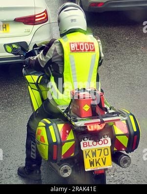nhs blood biker Blood delivery emergency motorcyclist Stock Photo - Alamy