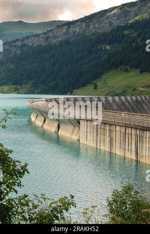 The Roseland dam in the French Alps is a water storage structure for ...