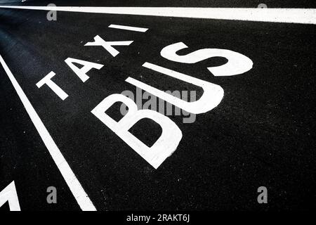 BRT, cab, taxi or bus only lanes in big town, fighting traffic ...