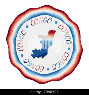 Congo round stamp. Round logo with country map and title. Stylish ...