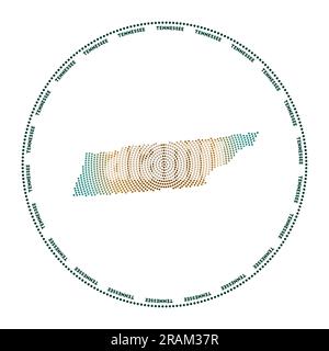 Tennessee icon. Round logo with us state map and title. Stylish ...