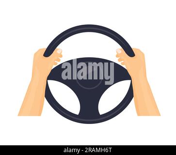 Steering wheel icon. Hands on steering wheel. Driver. Driving car. Test ...