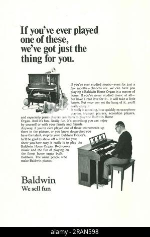 Baldwin Piano & Organ advert in a Natgeo magazine June 1969 Stock Photo ...
