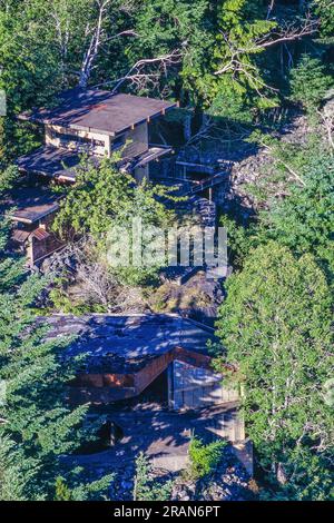 Aerial of WW2 gun enplacement on Yorke Island, BC, Canada Stock Photo ...