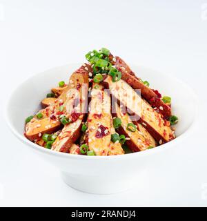 spicy Dougan, dried tofu, Isolated on White Background Stock Photo - Alamy