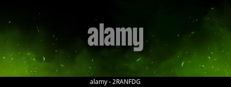 Realistic green smoke with fireflies glowing on black background ...