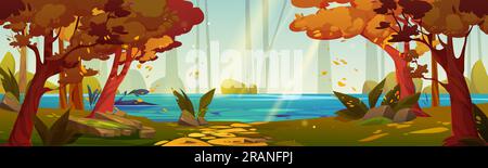 game background cartoon vector , Lakeside house Stock Vector Image ...