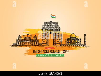 Happy Independence Day of India. monument and Landmark. white ...