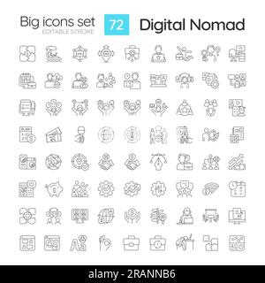 Set of digital nomad Icons. Simple art style icons pack. Vector ...