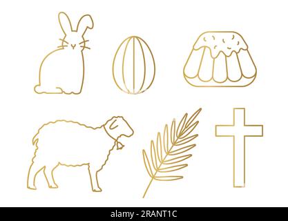 golden palm leaf and cross, christian Palm Sunday symbol- vector ...
