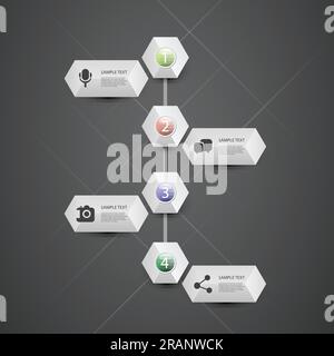Infographic Concept with Hexagons - Flow Chart, Timeline Stock Vector ...