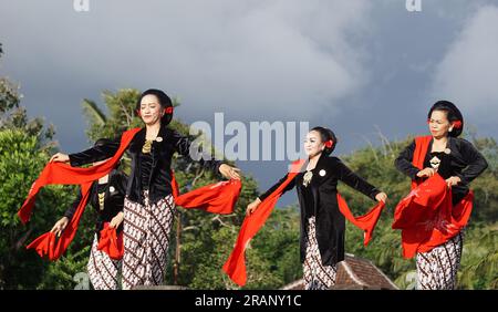 Indonesian performing gambyong dance. This dance comes from central ...