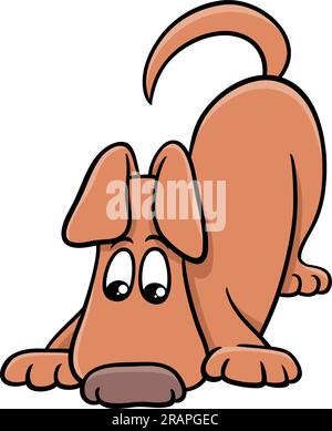 Cartoon illustration of funny sniffing brown dog comic animal character ...